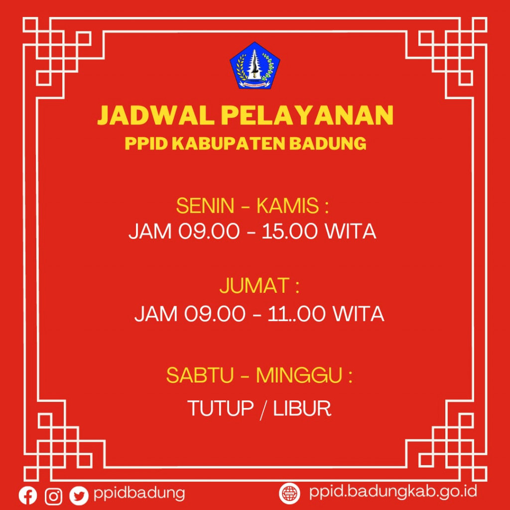 Jadwal Pelayanan PPID | Diskominfo Badung